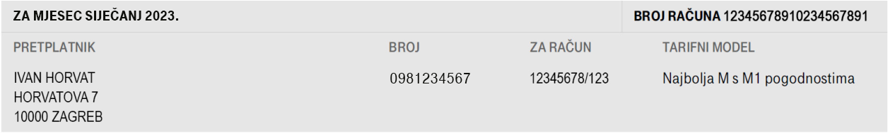 Pojašnjenje računa ‐ Hrvatski Telekom